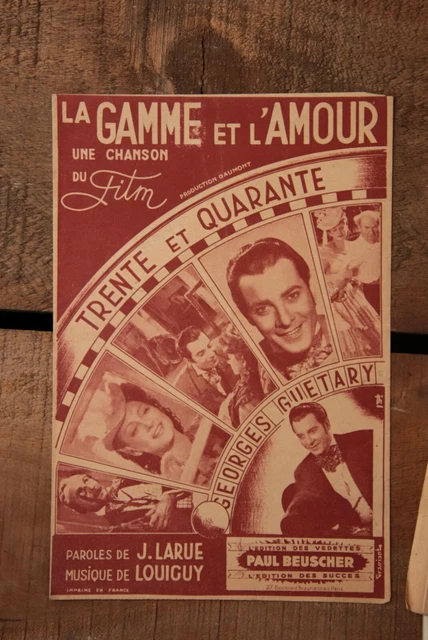 PARTITION LA GAMME et l'Amour 30 & 40 Larue Louiguy Georges Guétary ...