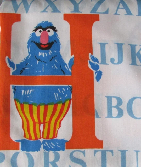 SESAME STREET MUPPET Characters Twin Flat Bed Sheet Alphabet/Letters ...