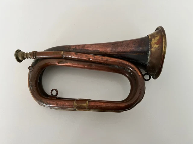 VINTAGE COPPER AND Brass Military Bugle - Hawkes & Son London Circa ...
