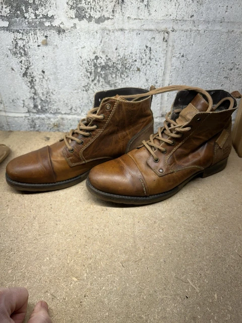 BULL BOXER DELDEN Brown Leather Cap Toe Ankle Boots Men's Sz 10/ 43 ...