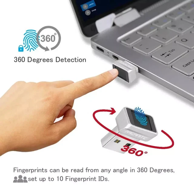 USB FINGERPRINT READER for Windows 11/10 Hello Desktop Laptop 0.05s 360 ...