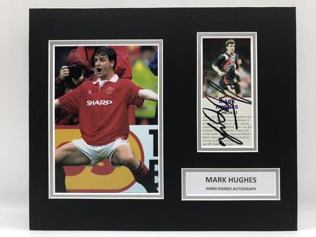 RARE MARK HUGHES Manchester United Signed Photo Display + COA AUTOGRAPH ...