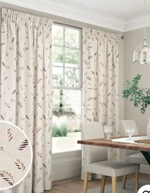 NEXT EMBROIDERED ADA LEAF Pencil Pleat FULLY LINED Curtains 117cmx229cm ...