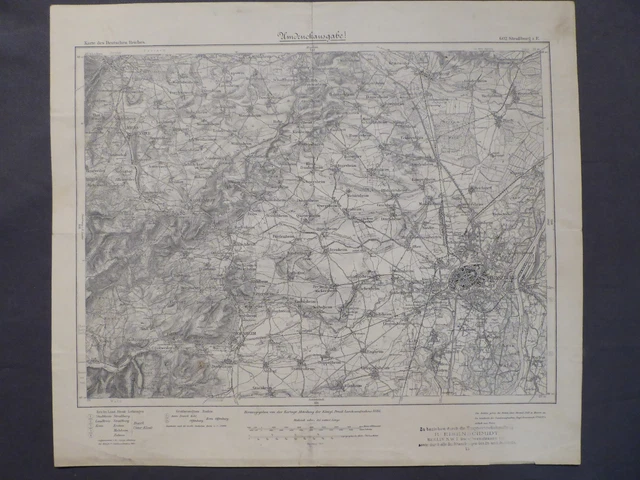 MAP OF THE German Empire 602 Strasbourg in Alsace, Brumath, Wasselnheim ...