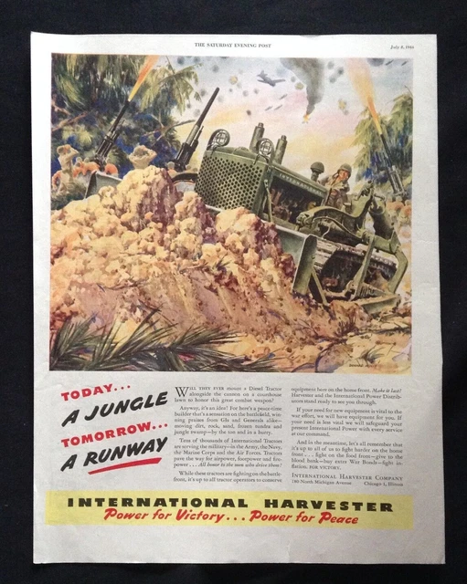 1944 1945 WWII Era a/s Print Ads International Harvester Jungle Crawler ...