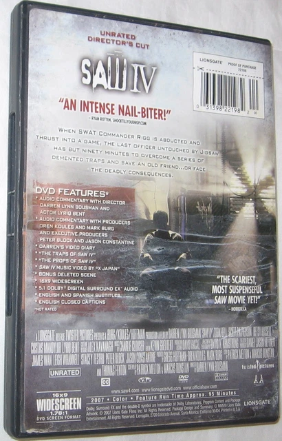 SAW IV DVD, 2008, Breitbild it's A Trap Horror Tobin Bell, USA EUR 8,59 ...