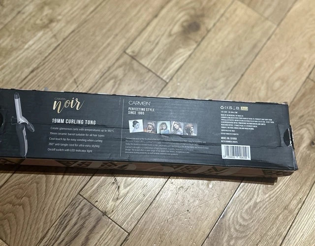 NOIR BY CARMEN C81050 19mm Hair Curling Tong Wand 180’c Ultra Fast Heat ...