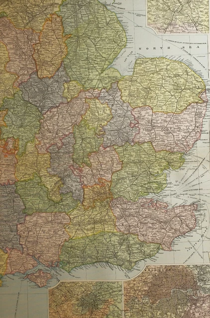1898 ORIGINAL CARTE Angleterre Sud East Birmingham London Sheffield ...