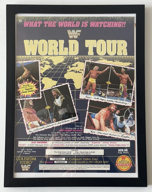 VINTAGE WWF WRESTLING World Tour VHS Poster Promo Ad Super Rare 9x12 ...