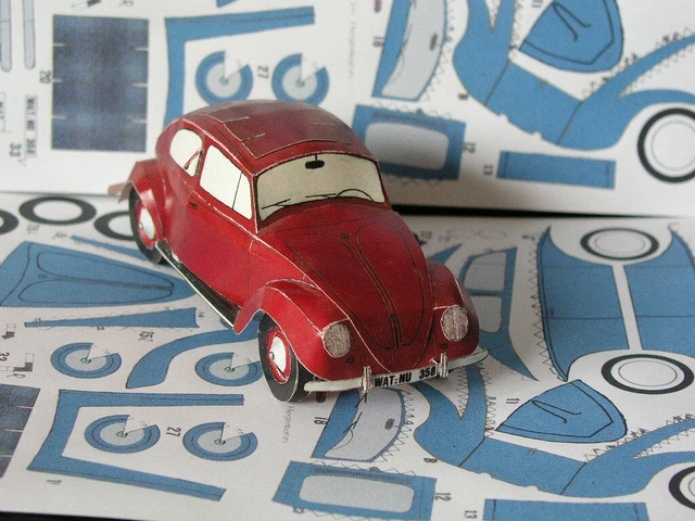 VW BEETLE 1958 Craft Sheet Paper Model Model Car 1:25 Older Edition £3. ...