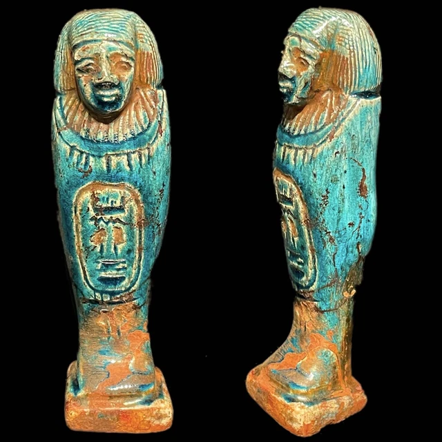 ANCIENT EGYPTIAN BLUE FAIENCE GLAZED HIEROGLYPHIC SHABTI MUMMY, 664 ...