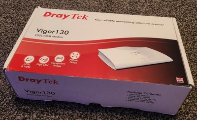 DRAYTEK VIGOR 130 ADSL2+/VDSL2 (FTTC/BT Infinity) Ethernet Modem PPPoE ...
