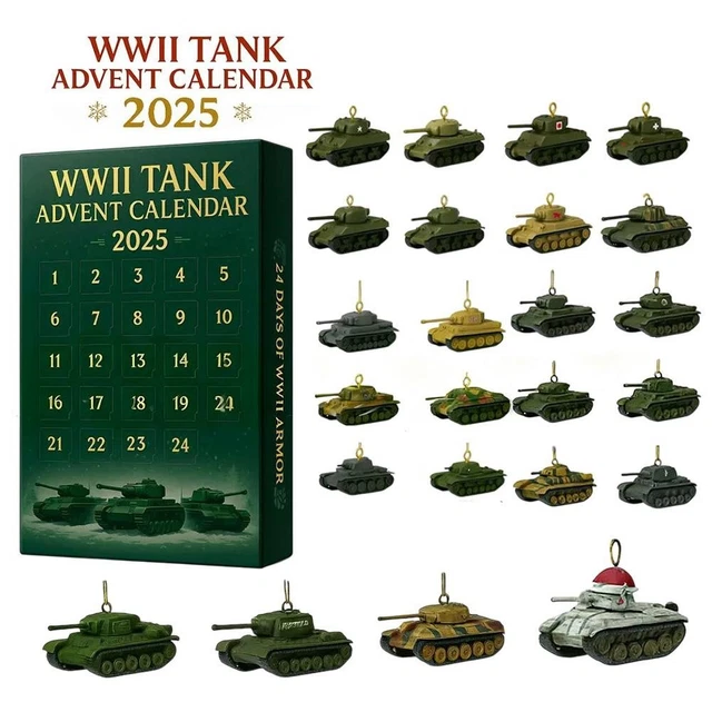 24 DAYS WWII Tank Advent Calendar 2025 - 2D Acrylic Christmas Countdown ...