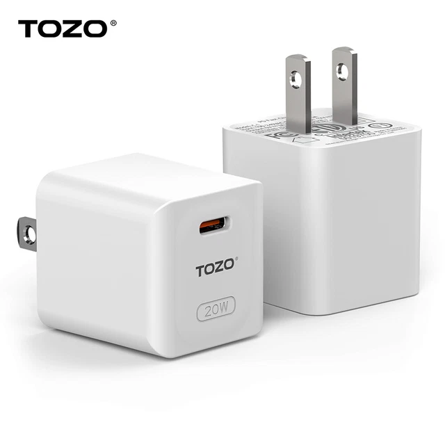 2PCS TOZO 20W USB-C Fast Charging PD Power Adapter Wall Charger Type-C ...