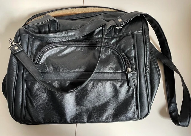 LUCA BOCELLI LEATHER Laptop Bag Business Organiser Multi Pocket Bag £16 ...