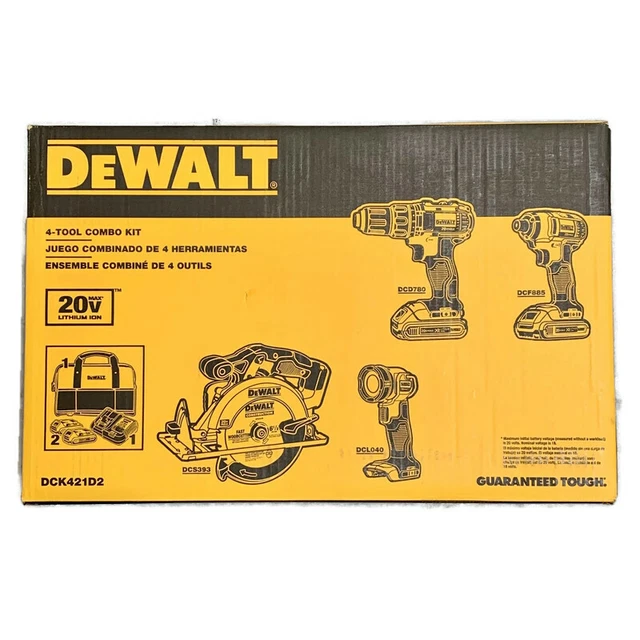DEWALT DCK421D2 20V MAX 20-Volt Li-ion Cordless 4-Tool Combo Kit $294. ...