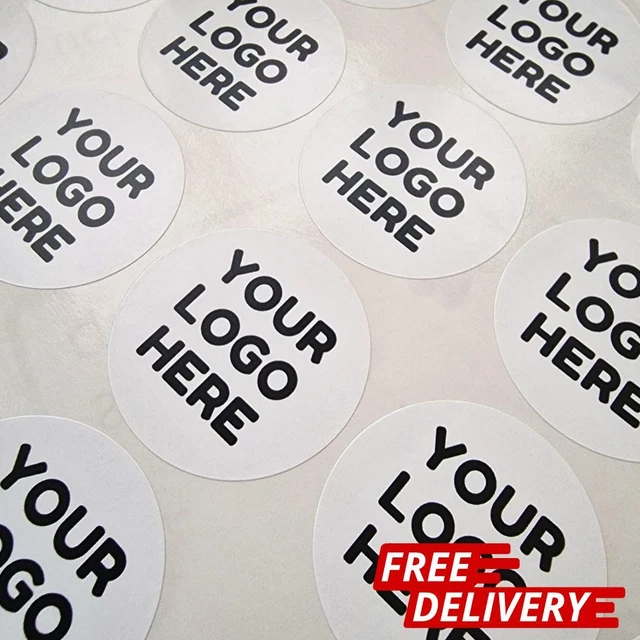 PERSONALISED LOGO STICKERS Labels, LOGO Printed Round CIRCLE STICKERS ...