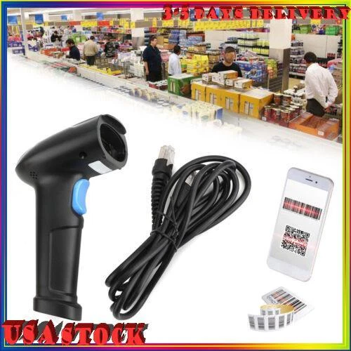 AUTOMATIC USB WIRED Barcode Scanner 2 In 1 1D +2D Code Reader for ...