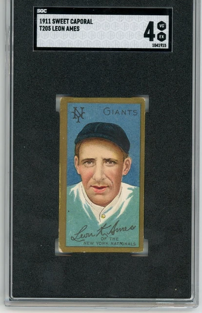 1911 T205 OR bordure Leon Ames NY Giants dos doux caporal (noir) - SGC ...