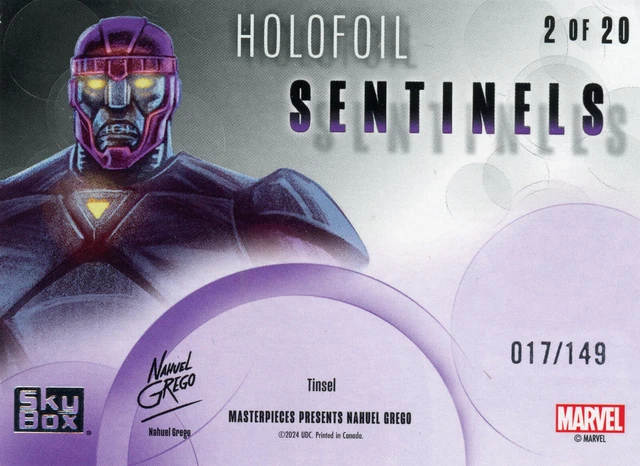 2024 MARVEL MASTERPIECES Grego HOLOGRAM TINSEL #2 of 20 Sentinels #/149 ...