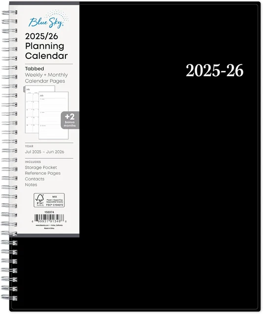 2025-2026 ACADEMIC PLANNER Calendar, July-June, 8.5" x 11", Flexible ...