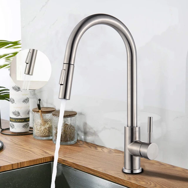 MODERN KITCHEN MIXER Taps Pull out Spray Head 360° Mono Single Lever ...