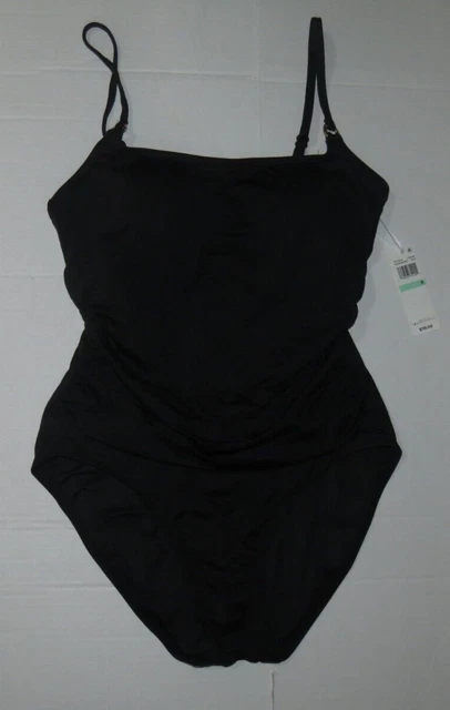 SH1 ANNE COLE Shirred Lingerie Maillot One Piece Black Womens Size 8 ...
