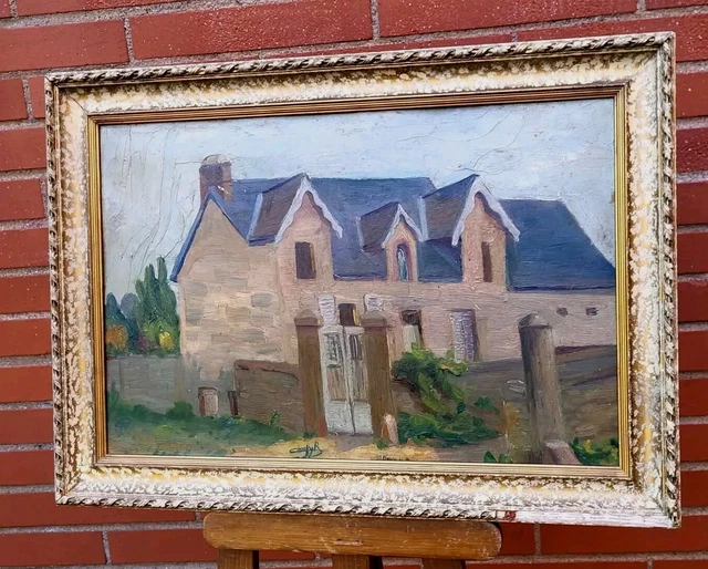 TABLEAU ANCIEN SIGNÉ Paysage Maison Peinture huile sur panneau D Isorel EUR 1,00 - PicClick FR