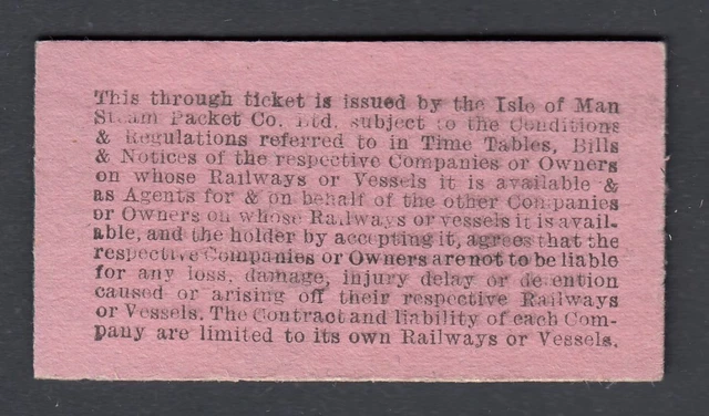 TRAIN TICKET IOM Isle of Man Steam Packet Co London Euston Douglas IOM ...