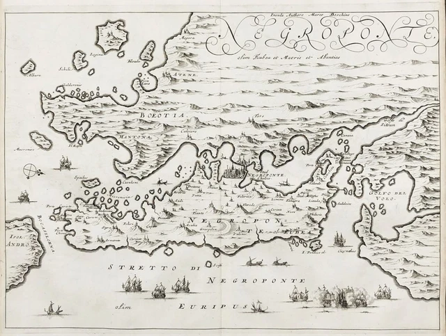 NEGROPONTE EUBOEA EUBÖA island Insel ile Greece Griechenland map Dapper ...