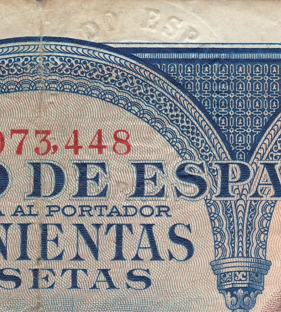 SELLO SECO BURGOS - Billete De 500 Ptas Año 1928 Isabel La Catolica Por ...