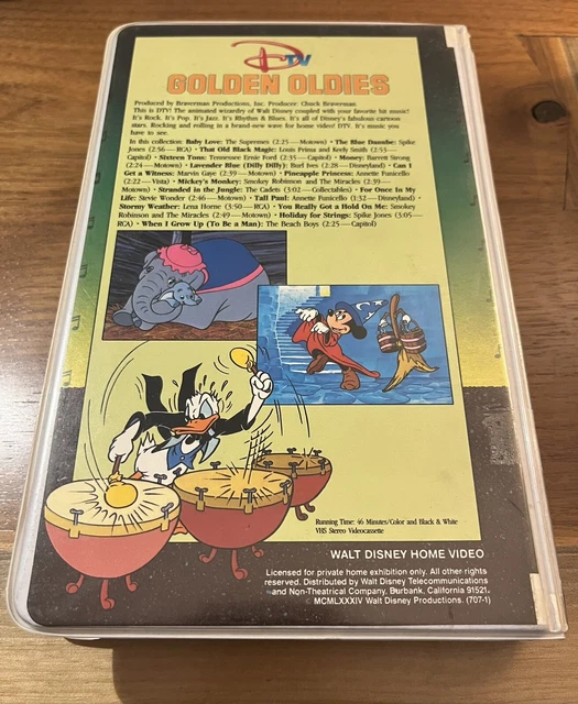 DISNEY VHS GOLDEN Oldies 1984 Animated Music Videos VTG White Clamshell ...