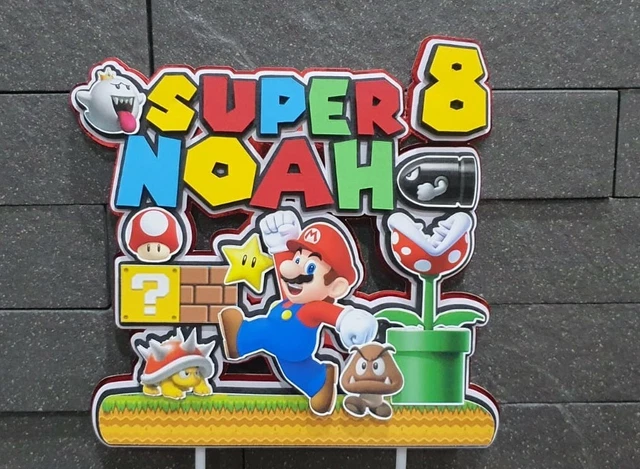 PERSONALISED SUPER MARIO cake topper 3D with Name and Age £12.99 ...
