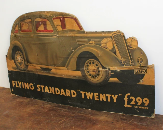 FLYING STANDARD SHOWCARD shop display sign poster advertising enamel ...