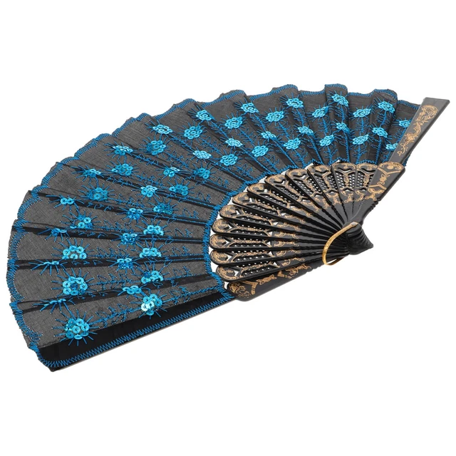 SEQUIN HAND FAN Folding Hand Fan Embroidered Hand Fan Elegant Hand Fan ...