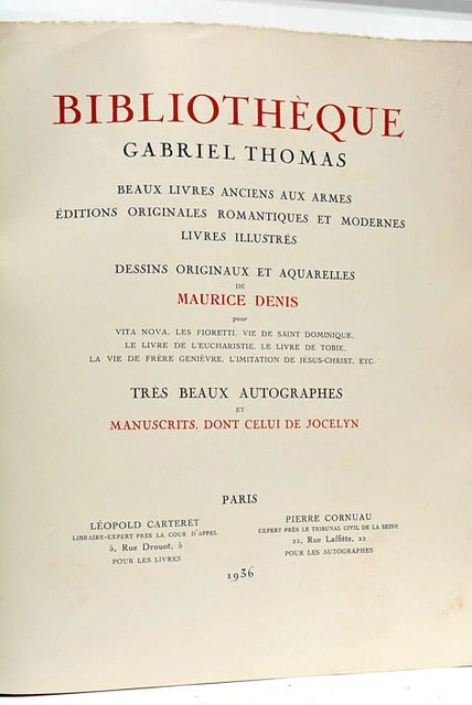 BIBLIOTHÈQUE GABRIEL THOMAS. Beaux livres anciens aux armes, éditions ...