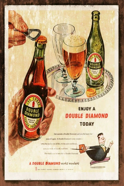 DOUBLE DIAMOND BEER Advert Vintage Look Retro style Metal Sign, pub bar ...