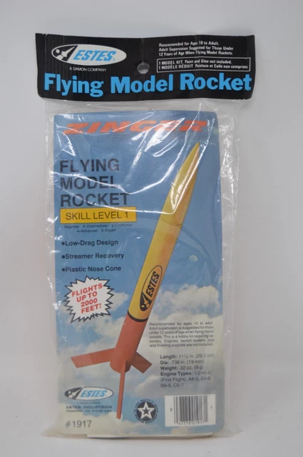 NEW ESTES FLYING Model Rocket Skill Level 1 Zinger 1 Model Kit #1917 ...