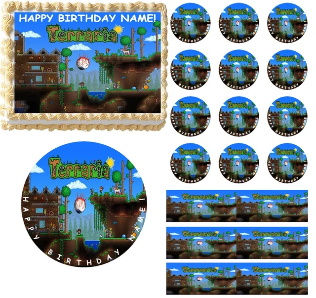 TERRARIA PARTY EDIBLE Cake Topper Image Toppers Cupcakes or Sides ...