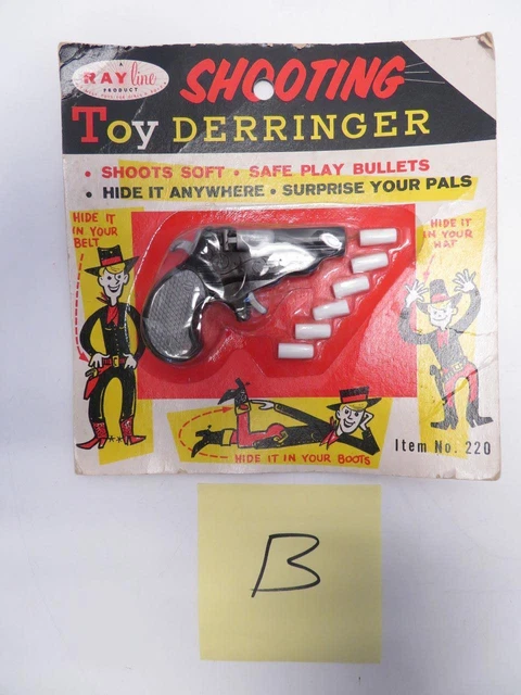 VINTAGE 1950S RAYLINE Plastic Toy Derringer Gun No. 220 MOC (b) (box a ...