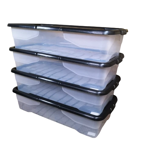 4 X 42L Clear Under Bed Storage Box, Stackable and Nestable Storage ...