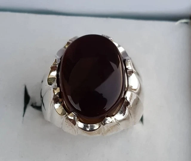 RARE DARK BLOOD Red Yemeni Kabadi Aqeeq Ring | Natural Pigeon Blood ...