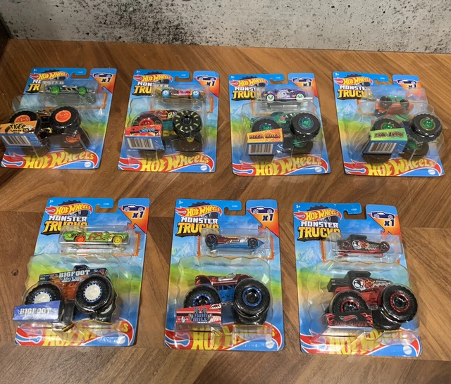 LOT OF 7 Hot Wheels 2020 Monster Truck & Car Combo Packs Scale 1:64 ...