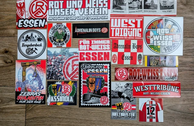 AUFKLEBER MIX ULTRAS Rot Weiss Essen 30x Fanszene Sticker A4 Sammlung ...