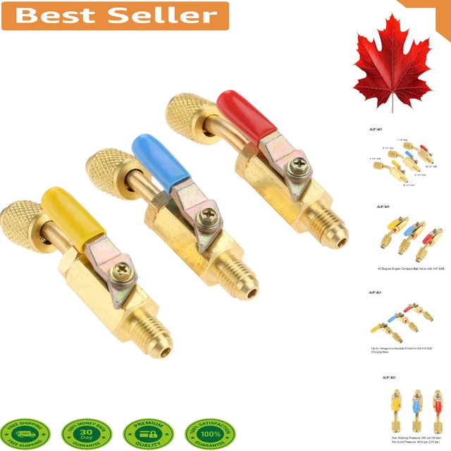 COLOR-CODED SHUT-OFF VALVES 1/4" SAE for R410A R134A HVAC Charging Set ...