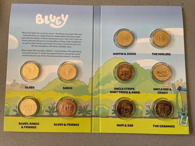 2024 AUSTRALIAN BLUEY $1 - 10 Coins and Folder Set. Non Coloured ...