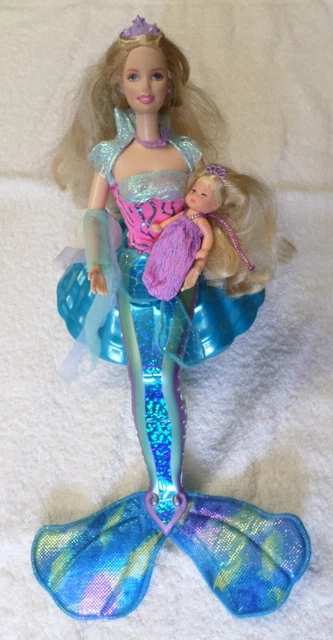 BARBIE & KRISSY Magical Mermaids Playset Light-Up Tail, Glowing Shell ...