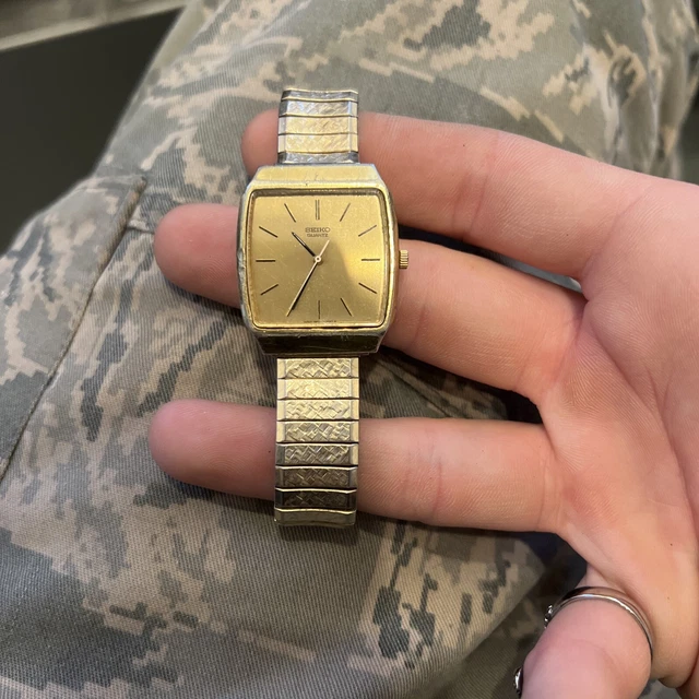 RARE VINTAGE SEIKO SQUARE 5 jewel Gold Tone 7810-5089 QUARTZ Men's ...