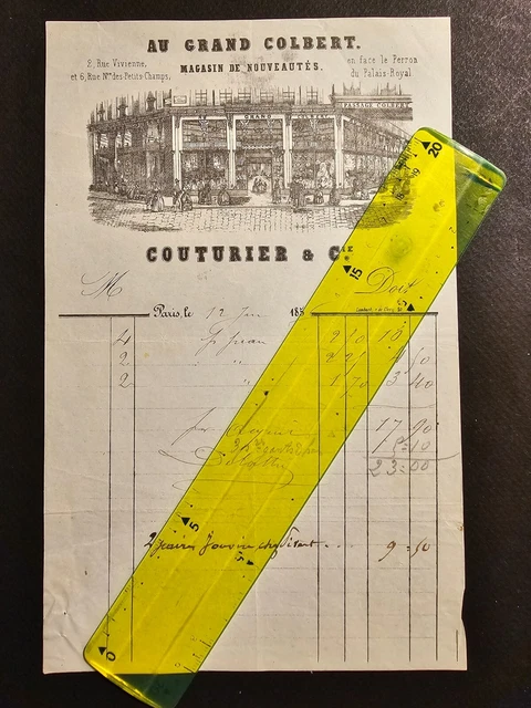 FACTURE DE 1856- Au grand Colbert , maison COUTURIER à PARIS EUR 25,00 ...