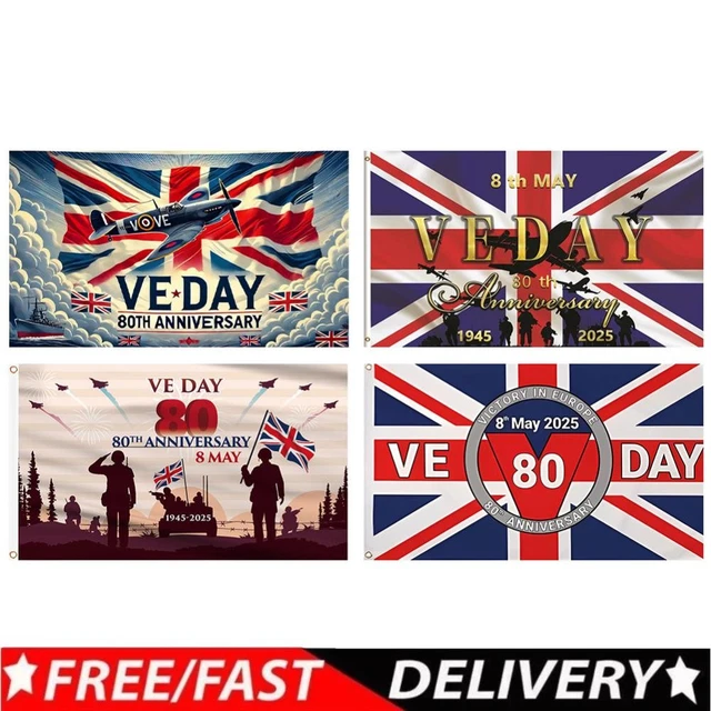 2025 VE DAY 80th Anniversary Flag VE Day Flag 150x90cm for Home Outdoor ...